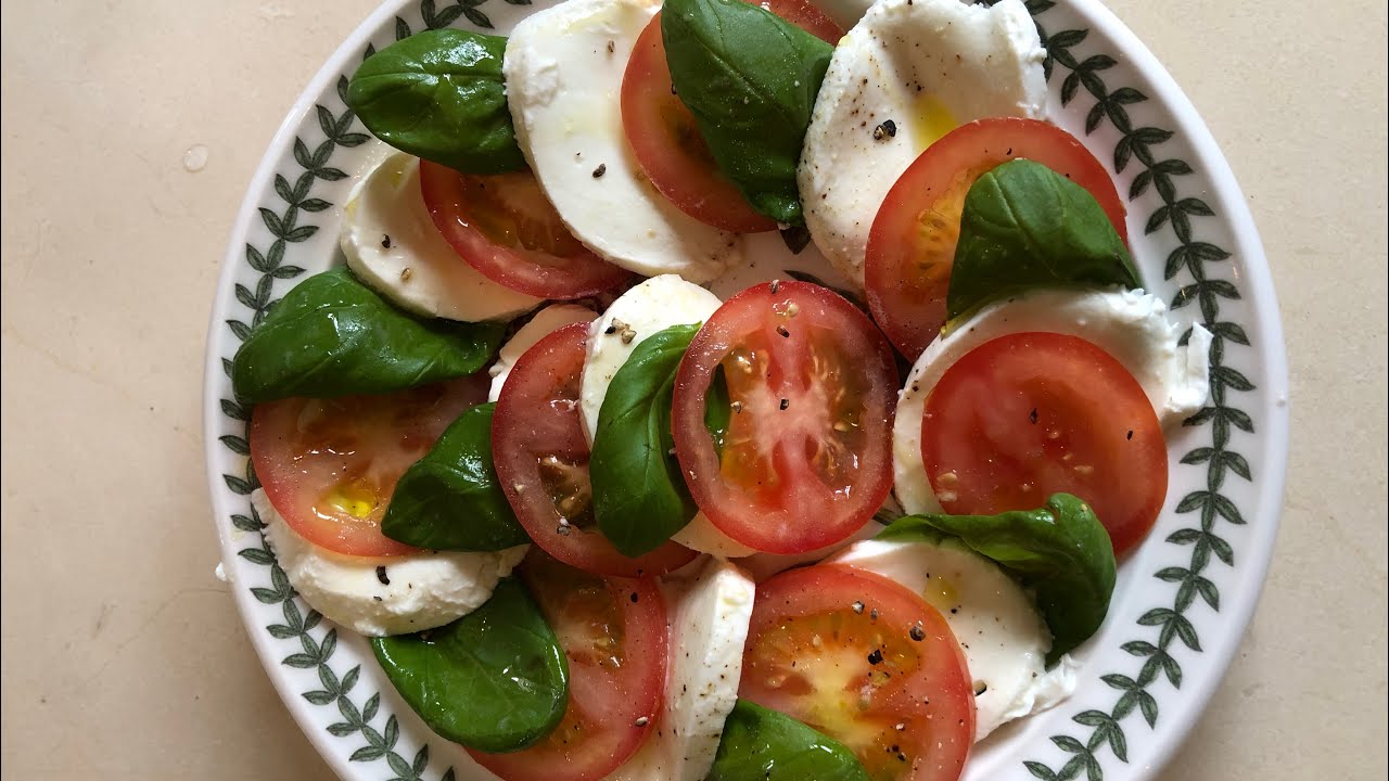 Salad Caprese,/Italian recipe/with tomatoes, basil, and mozzarella ...