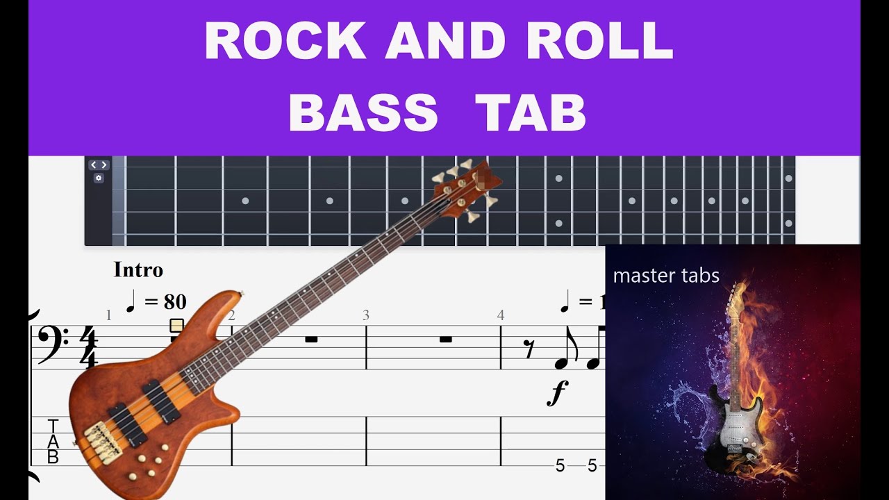 ROCK AND ROLL | LED ZEPPELIN | Bass Tab | #tutorial #Mastertabs# ...