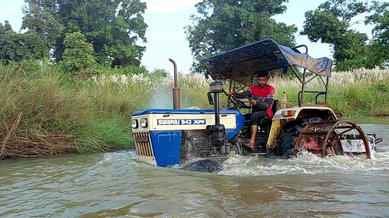 Amazing Tractor Washing In River With Cazewheel | Swaraj 843 Xm Tractor ...