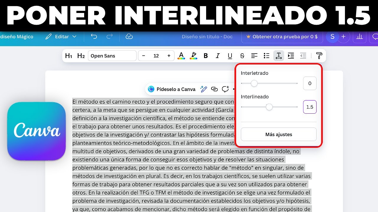 Como Hacer Interlineado 1.5 En Canva 2026 (Tutorial Paso a Paso) 📲 ...