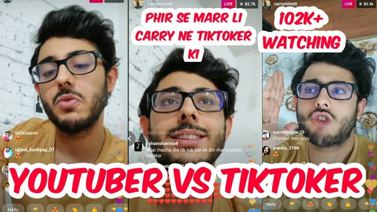 Carryminati Crying On Instagram Live | Youtuber Vs Tiktoker | Carry Ne ...