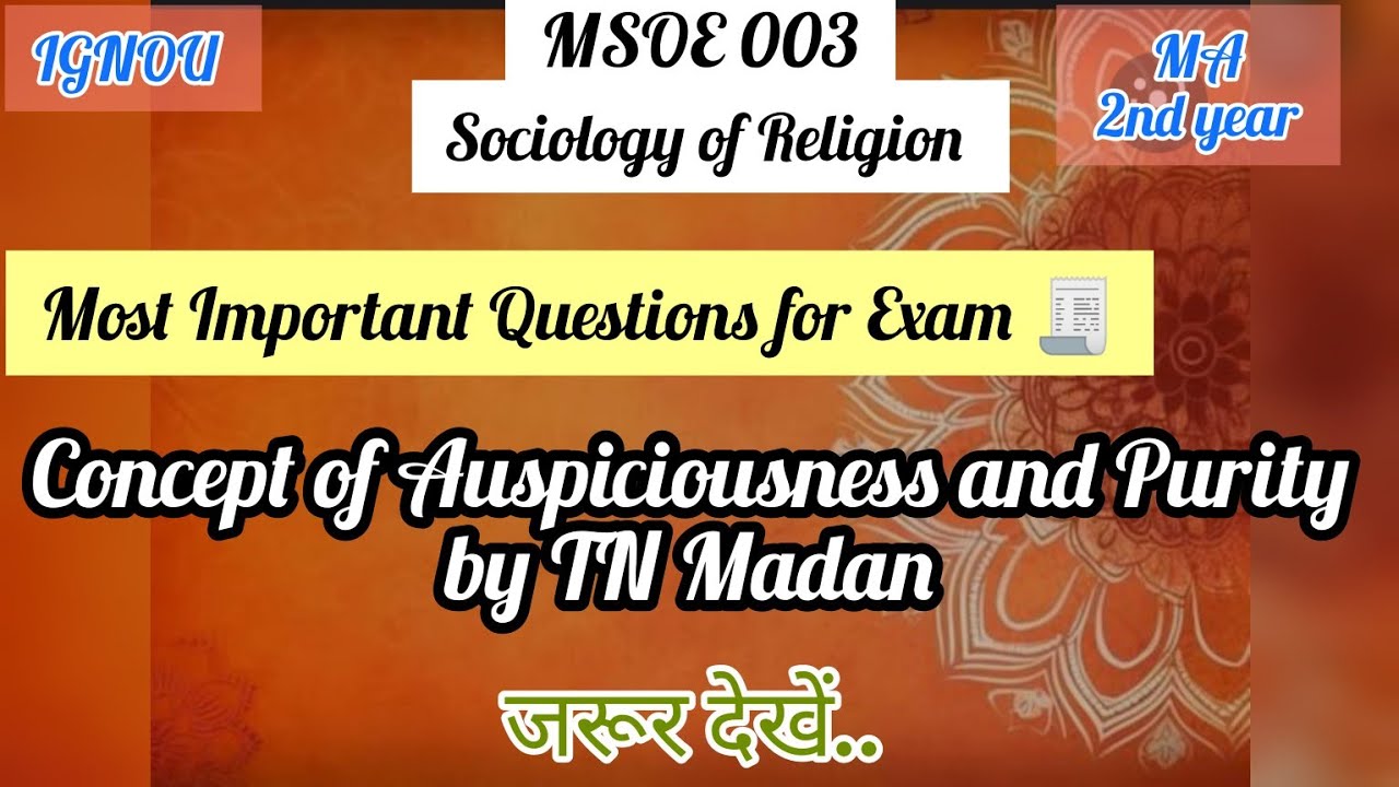 Concept of Auspiciousness and purity in religion by TN Madan (Non ...