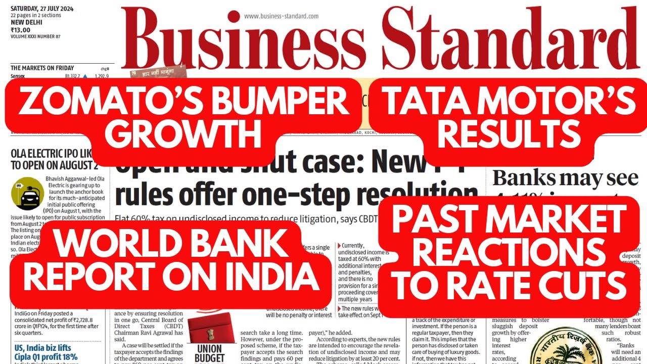 🔴Business Standard Analysis | 1-08-2024 3200 CR GST NOTICE, MARUTI ...