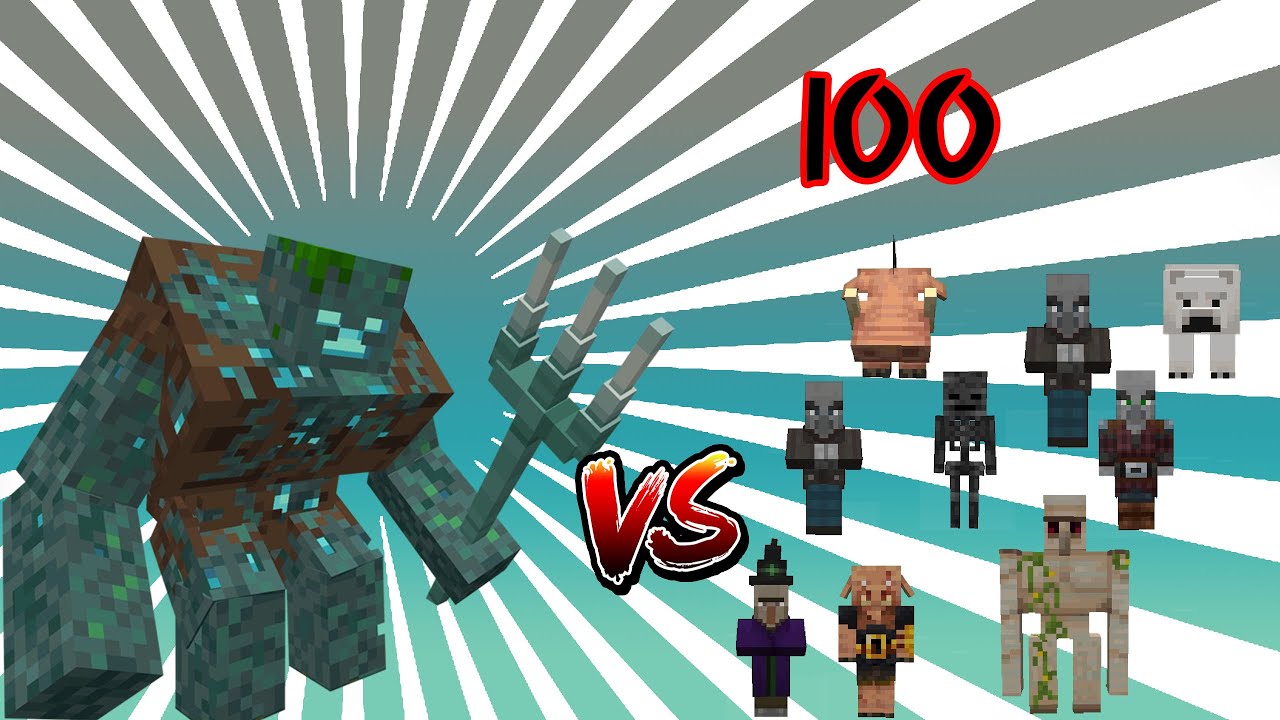 1 Mutant Drowned Vs 100 Minecraft Mobs - YouTube