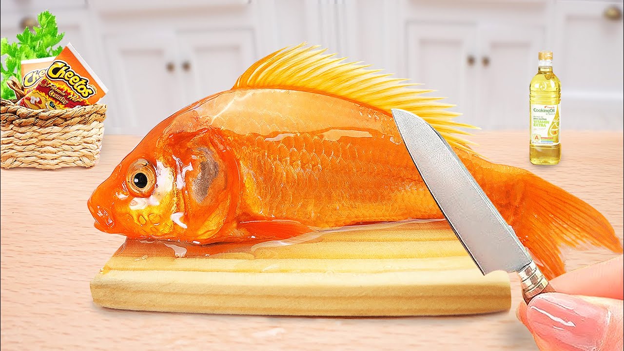 Cooking Mini Fried Fish Using Cheetos | Catching Fish & Miniature ...