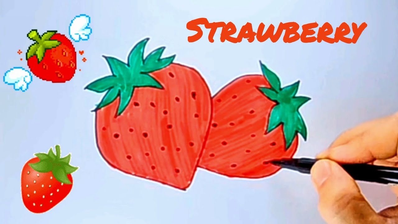 Learn how to draw strawberry easy for kid - strawberry drawing step by ...