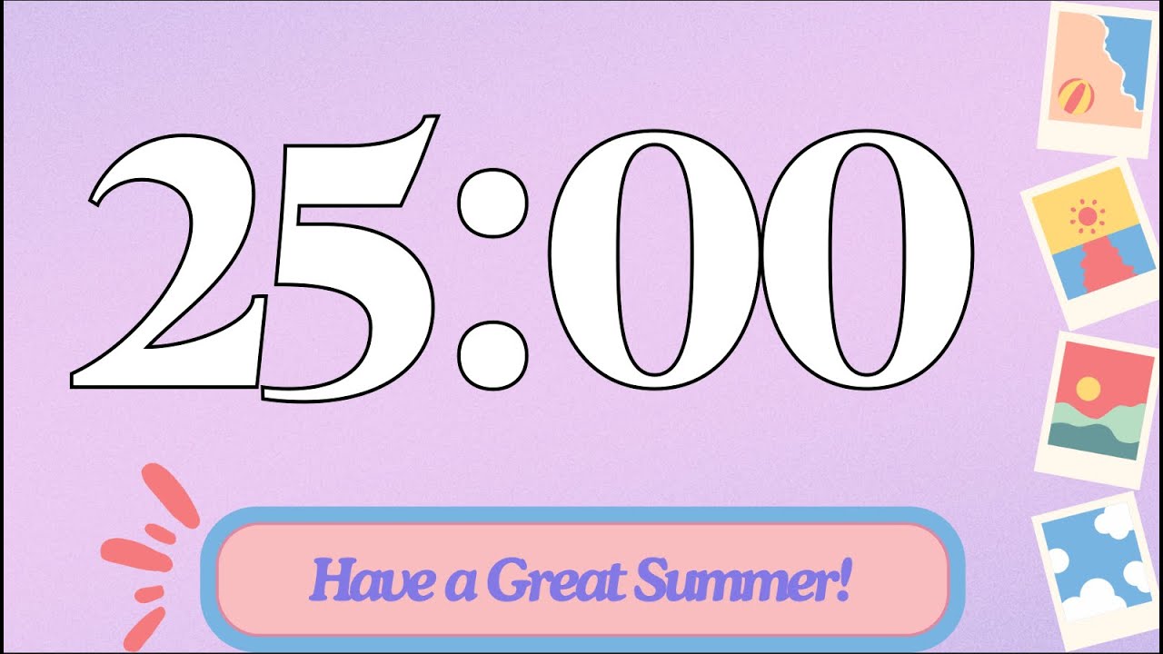 25 Minute Cute Happy Summer Classroom Timer (No Music, Electric Piano ...