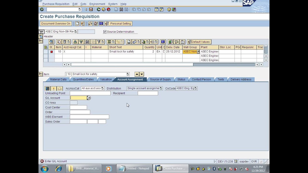 Non Stock Item Purchase Request SAP - YouTube
