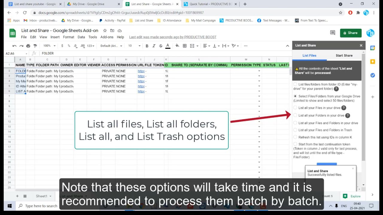 How to list your Google Drive files in Google Sheets ? - YouTube