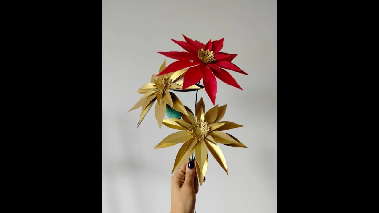 Poinsettia Paper Flower. DIY Christmas Tree Decor. Christmas Flowers ...