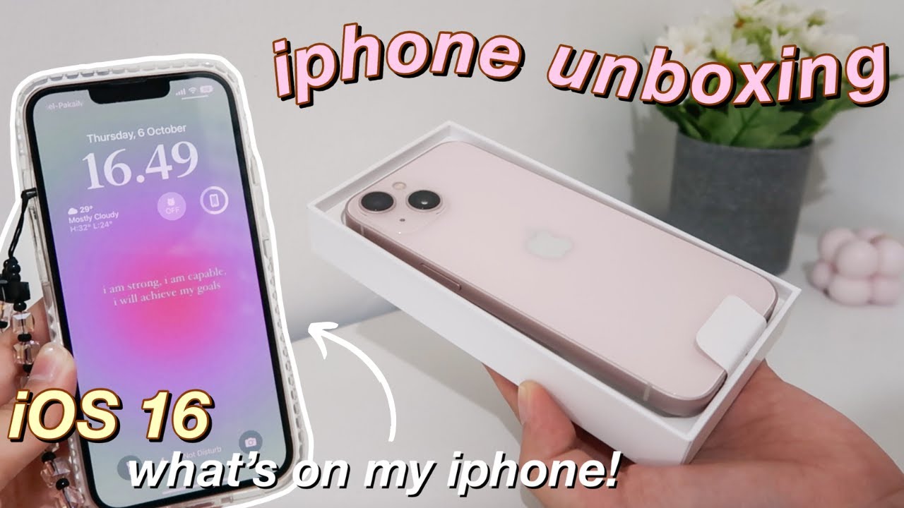 iphone 13 pink unboxing 2022, what's on my iphone ios 16, accessories ...