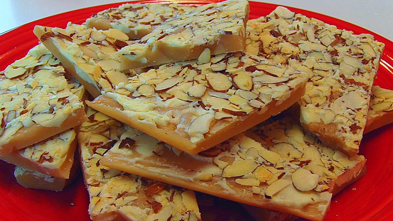 Betty's English Toffee with White Chocolate and Almonds - YouTube