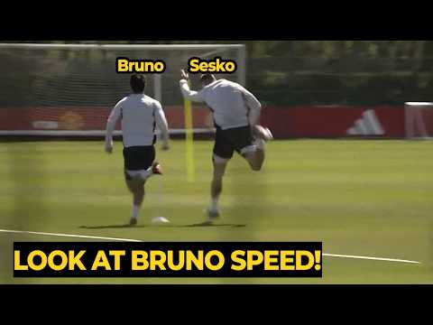 Bruno Fernandes beats Benjamin Sesko in a crazy sprint duel in training ahead of Brentford clash!