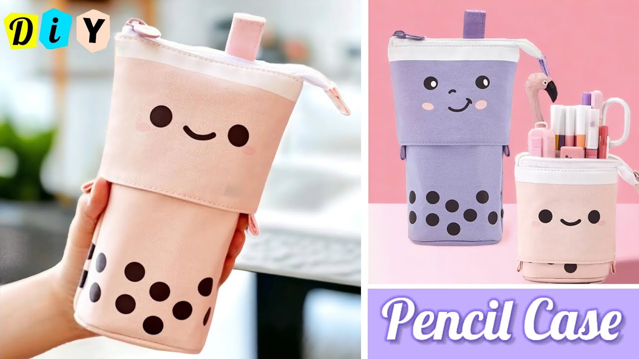 🧋DIY Cute Boba Tea Pencil Case _ How to make a cute pencil case - YouTube