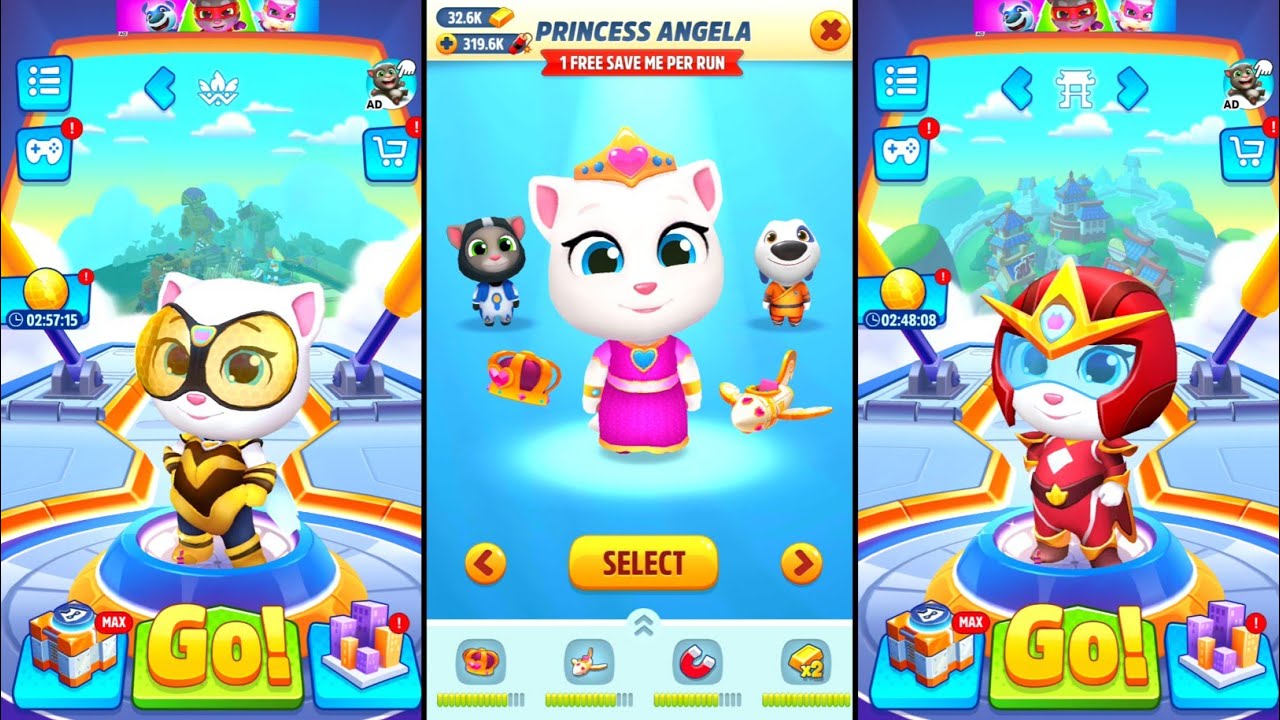 Talking Tom Hero Dash Queen Bee Angela vs Fire Arrow Angela vs Tom Gold ...