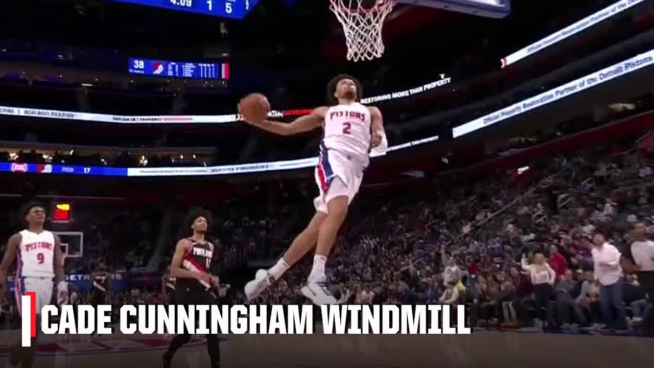 Cade Cunningham WINDMILL DUNK vs. Trail Blazers 😤 | NBA on ESPN - YouTube