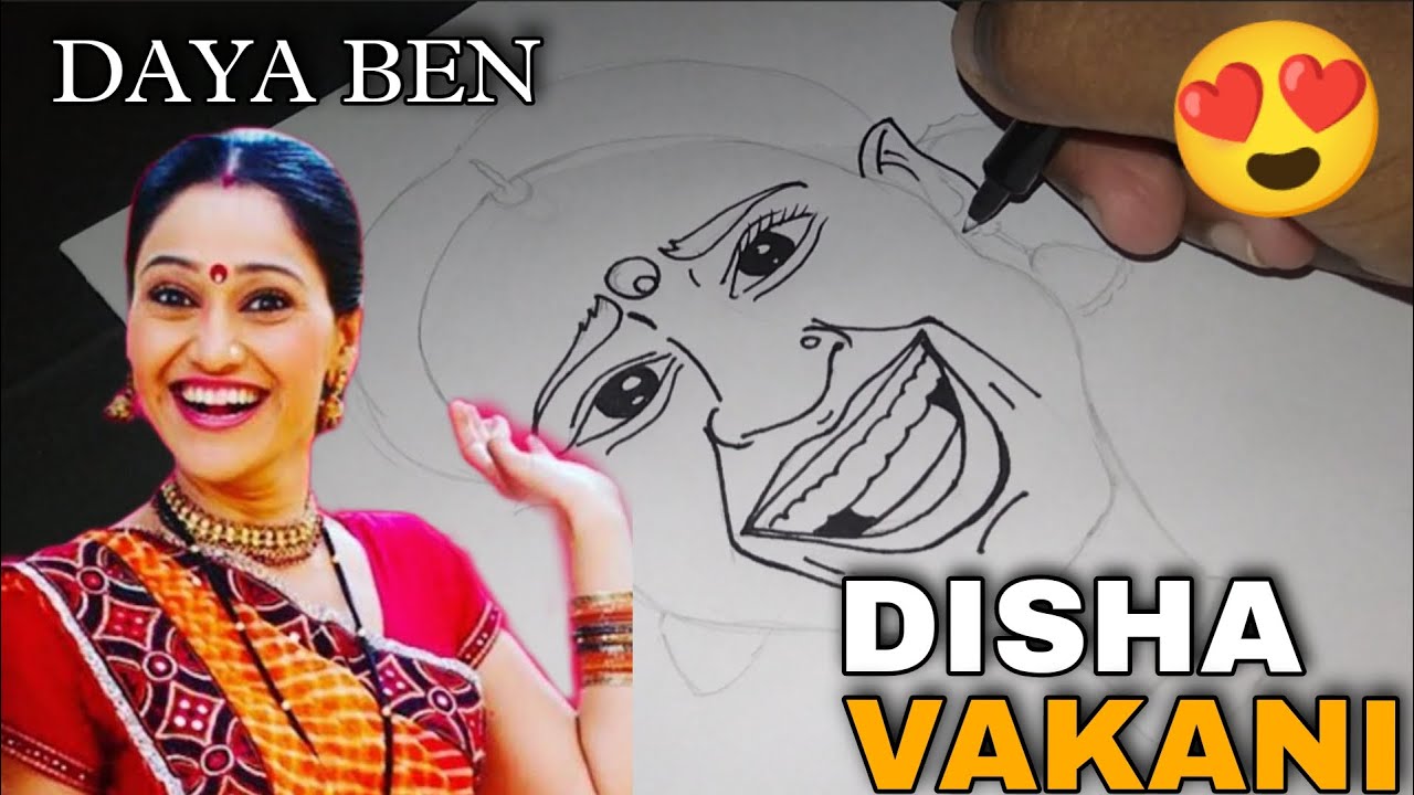 HOW TO Draw Daya Ben easy Step by step ☘️ || Disha Vakani drawing ...