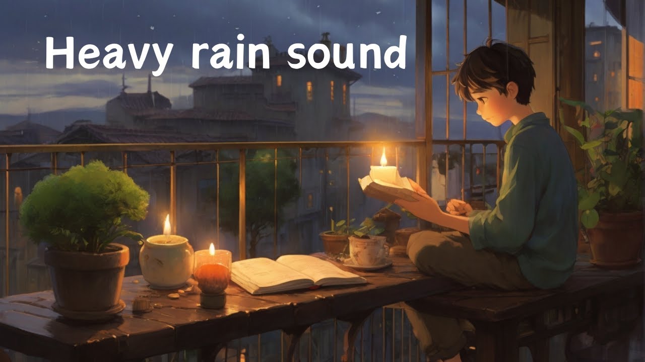 Heavy rain sound - stress relief, sound for reading, sleeping, rain ...