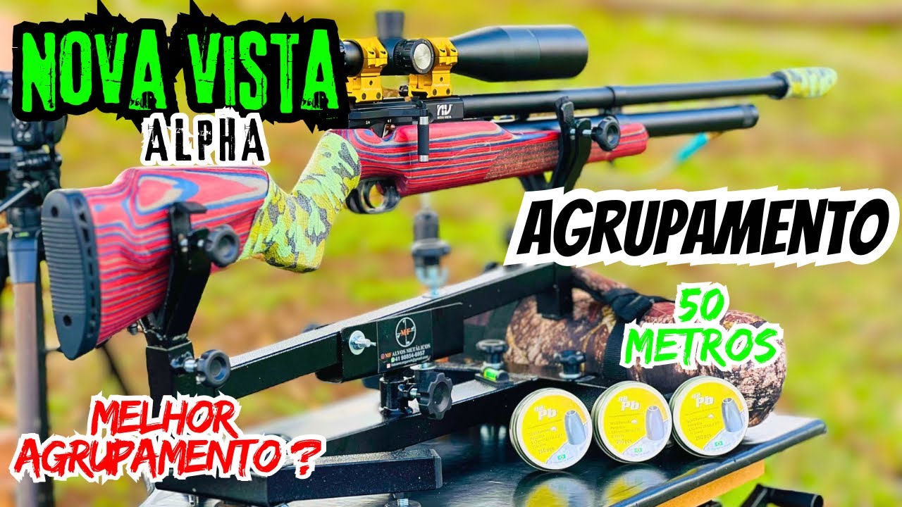 NOVA VISTA ALPHA AGRUPAMENTO A 50 METROS SLUG PB 21g #carabinadepressão - YouTube