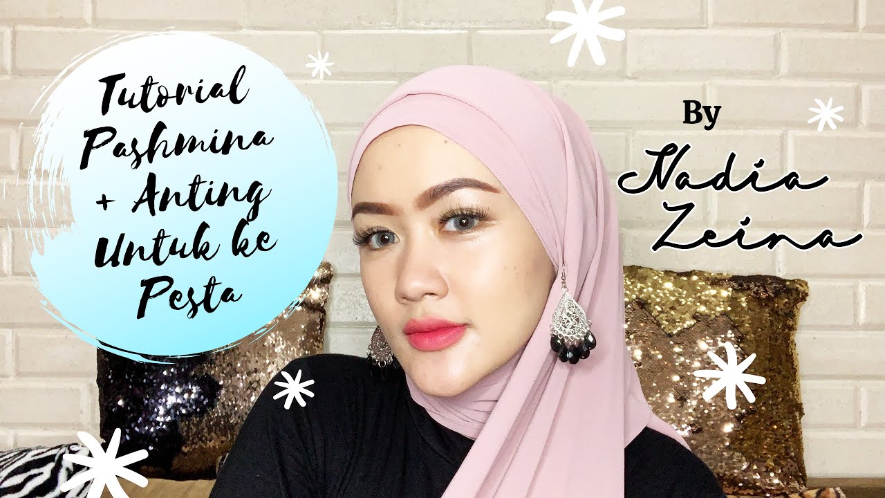 TUTORIAL HIJAB PASHMINA PAKAI ANTING SIMPLE #TUTORIALHIJAB - YouTube