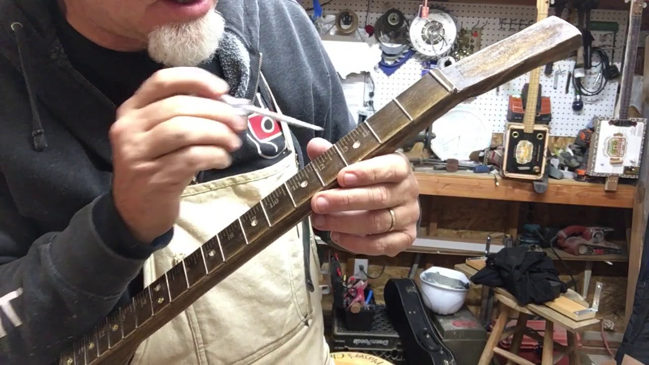 Screw Inlays for Cigar Box Guitar - YouTube