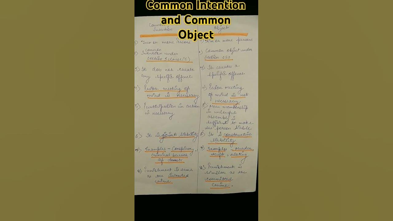 Difference Between Common intention and Common object#bns2023 - YouTube