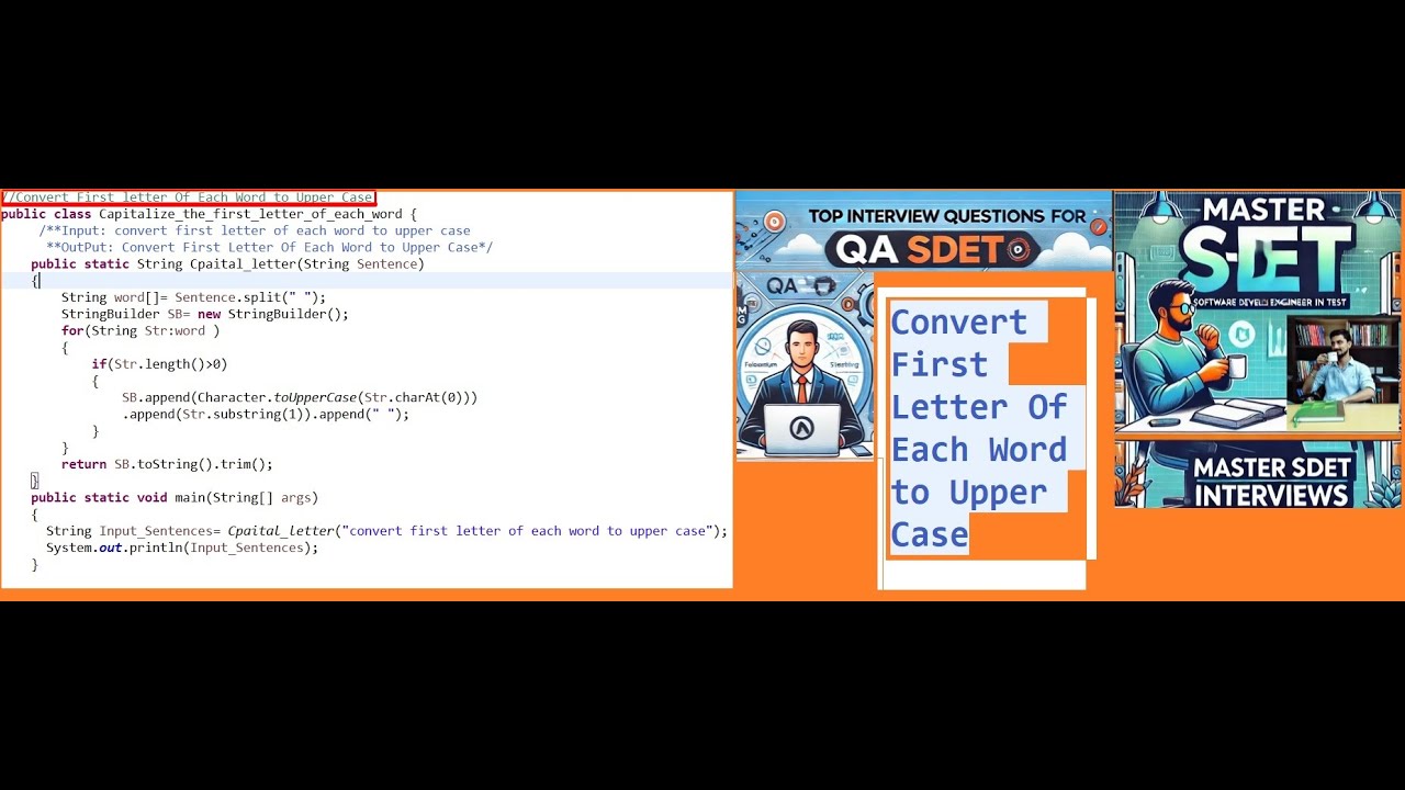 How to Convert First letter of Each word to upper Case in Java #Java # ...