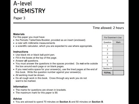 AQA A LEVEL CHEMISTRY 2021 PAPER 3 MULTIPLE CHOICE QUESTIONS - YouTube