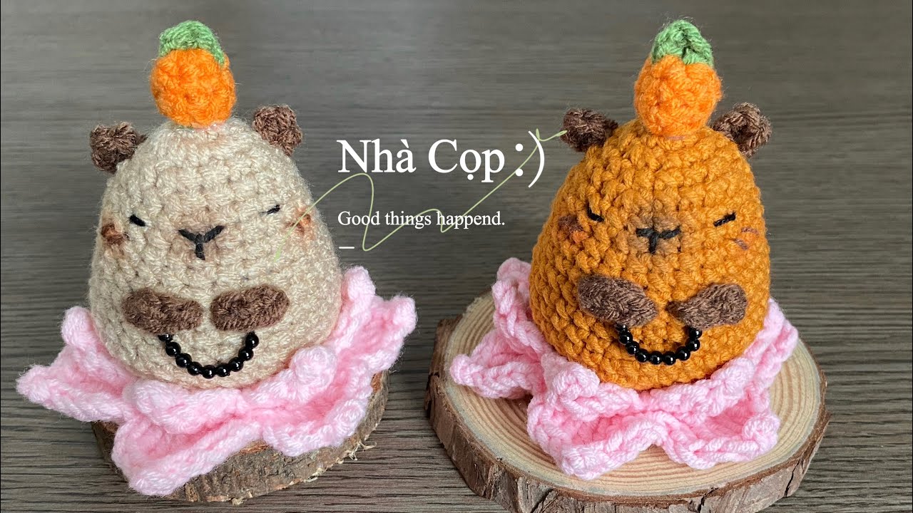 How to crochet CAPYBARA SITTING ON A LOTUS FLOWER/Hướng dẫn móc chuột ...