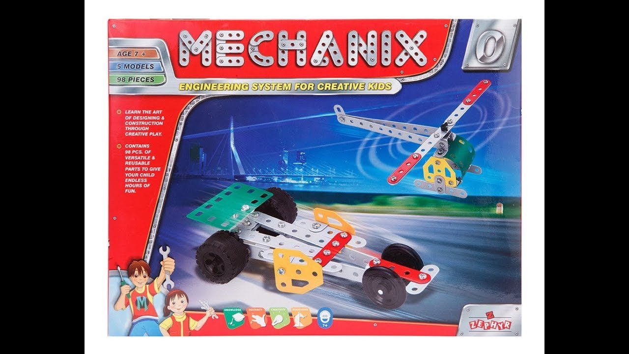 Toy time for kids (HOW TO MAKE CAR AND HELICOPTER WITH MECHANIX) - YouTube