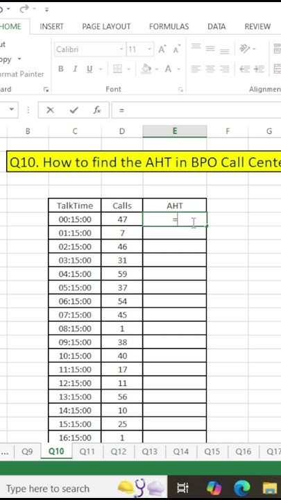 how to calculate AHT in BPO Call centre in Excel #aht #bpo ...
