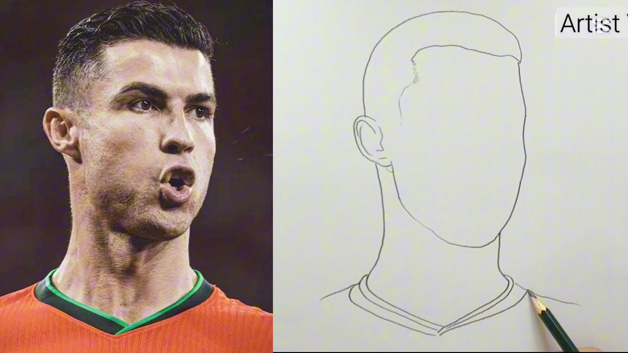 Step-By-Step Pencil Sketch Ronaldo's Face // Learn To Draw Ronaldo ...
