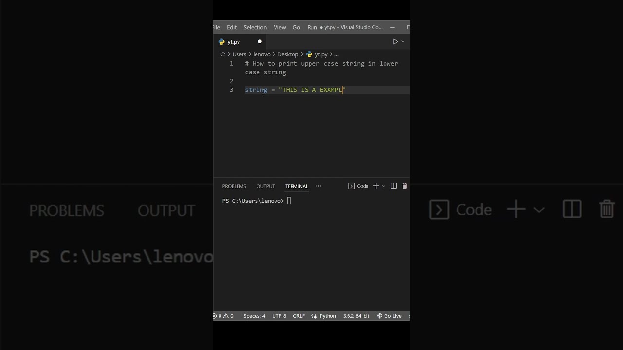 Print Uppercase String In Lowercase In Python YouTube Print Uppercase String In Lowercase In Python YouTube