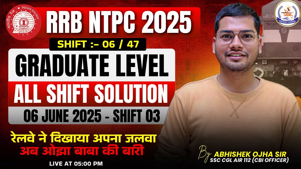 NTPC Graduate Level All Shift Solution | Maths | 06 June 2025 - I | BY ...