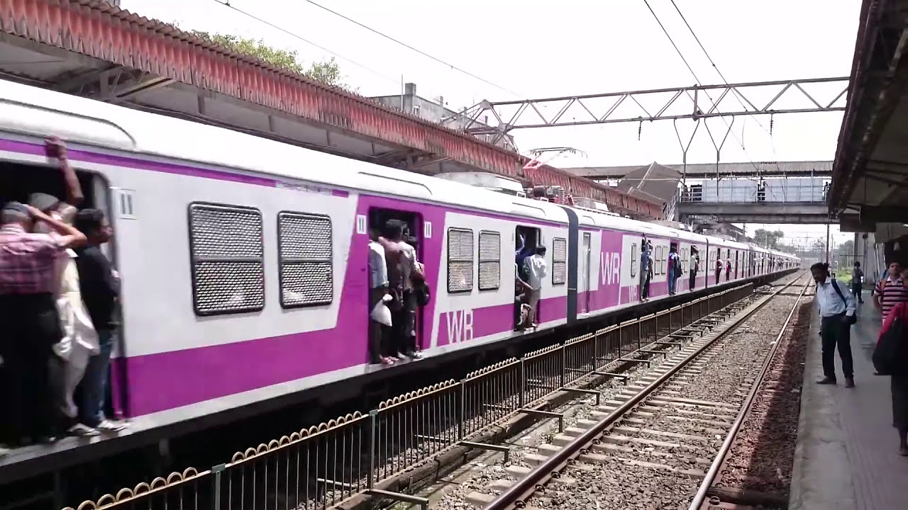 Mumbai Local New super Fast Train Passing a Station in India - YouTube