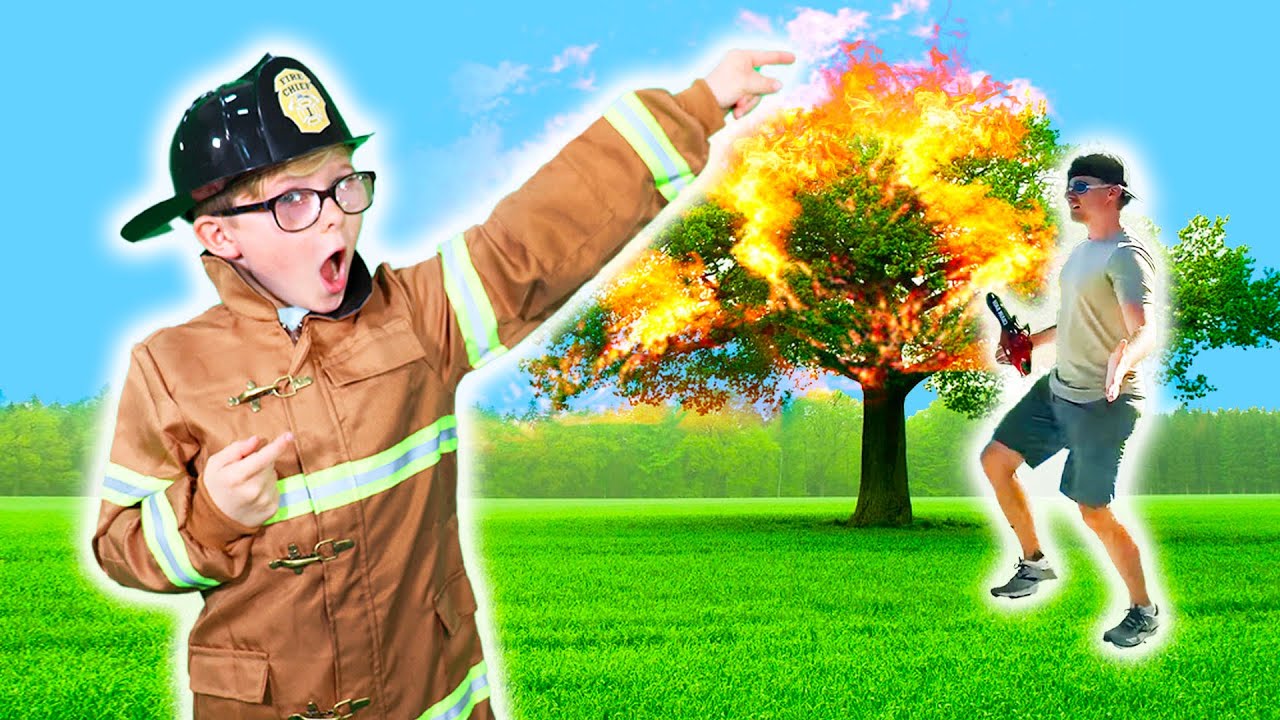 Kids Play Firefighter on Fire Truck Power Wheels and Pretend Play ...