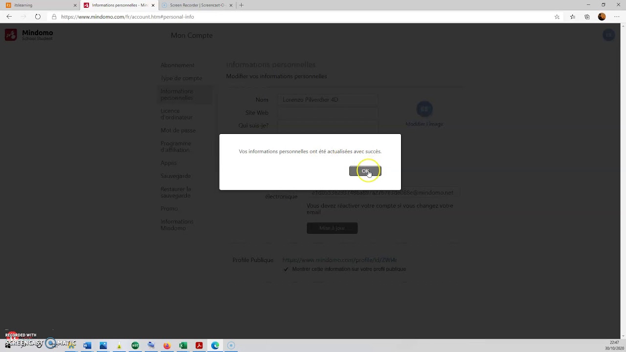 Changer son identité sur Mindomo - YouTube