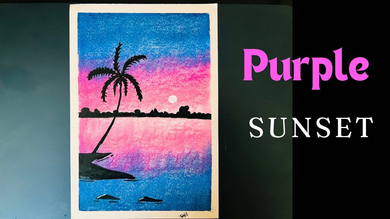 Step-by-Step Purple Sunset Drawing with Oil Pastels for Beginners - YouTube