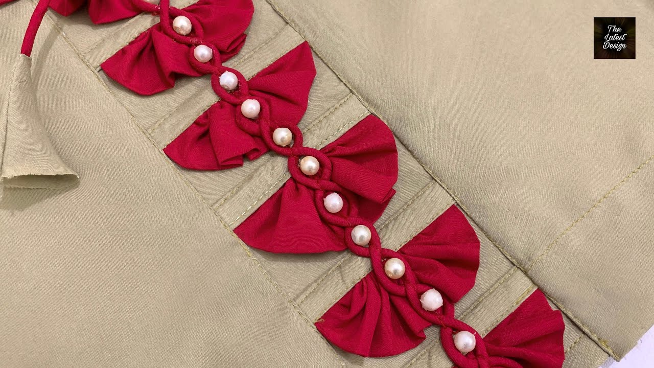 Making Unique Trouser bottom using Fabric Dori , Pearls & Flowers - YouTube
