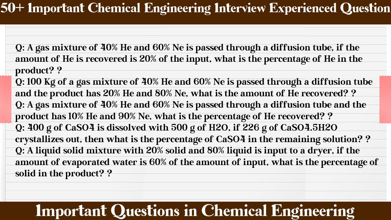 MCQ Questions Chemical Engineering Interview Experienced with Answers ...