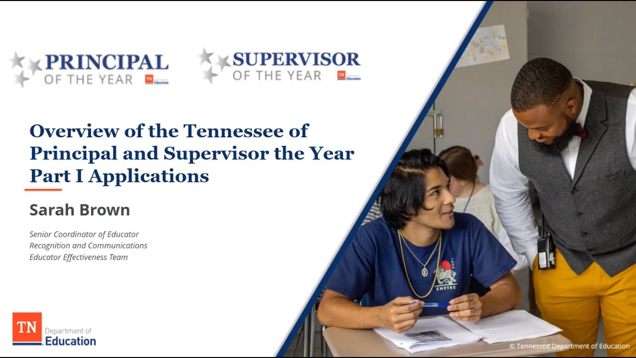 Approaching Part I Principal and Supervisor of the Year Application ...