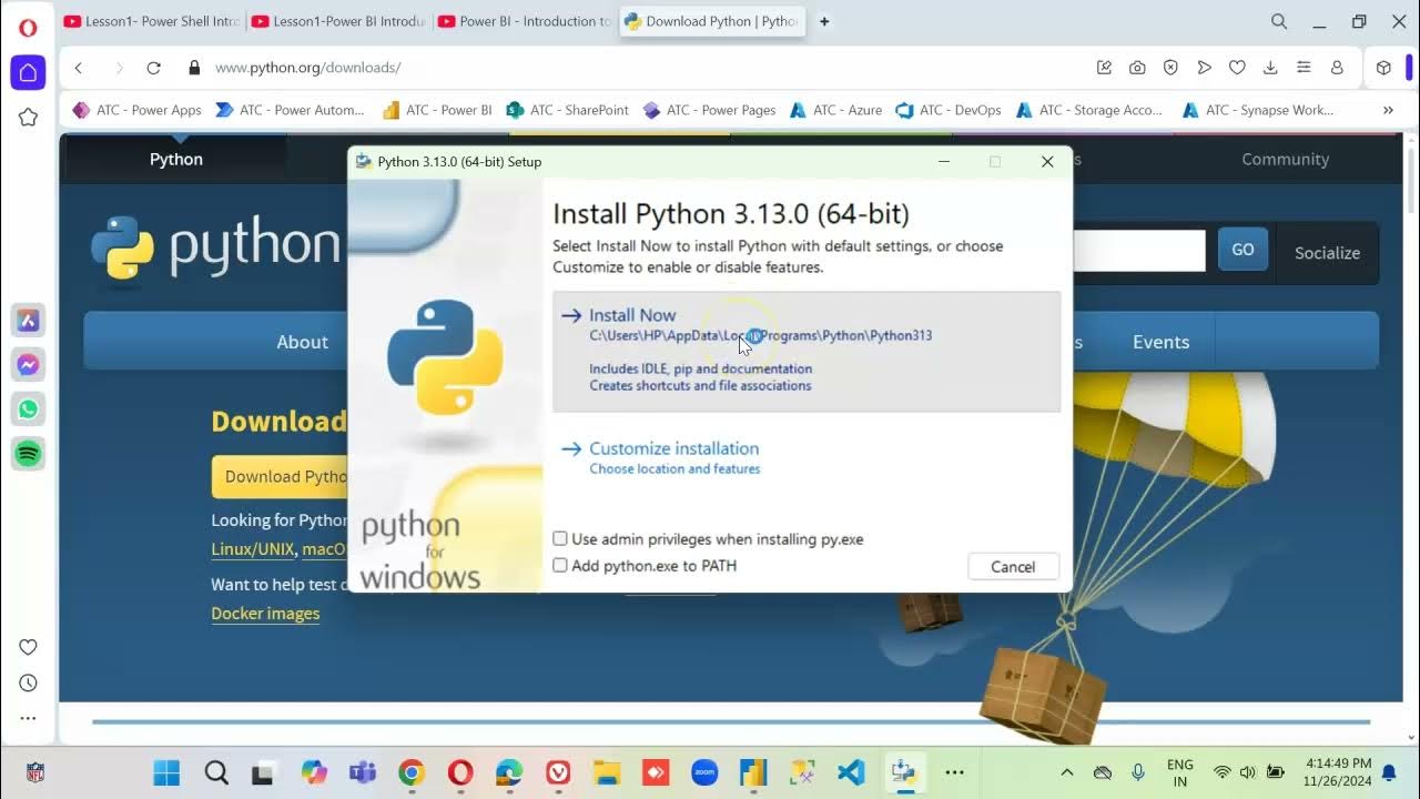 Lesson113- Python visual - Install Python - Power BI 1000 Videos - YouTube
