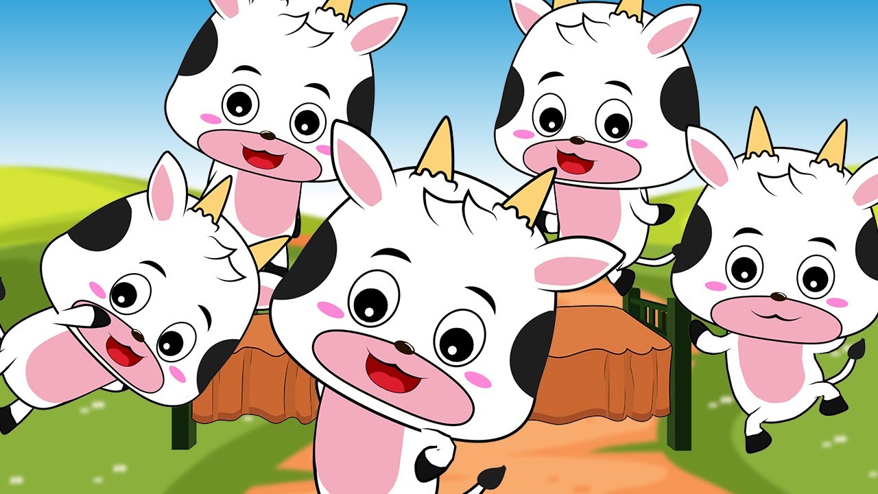 5 Little Cows Jumping on the Bed Nursery Rhymes & Kids Song - YouTube