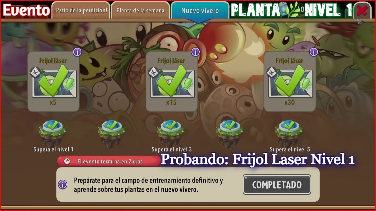 PVZ 2 [Evento - Probando Frijol Laser Nivel 1] - YouTube