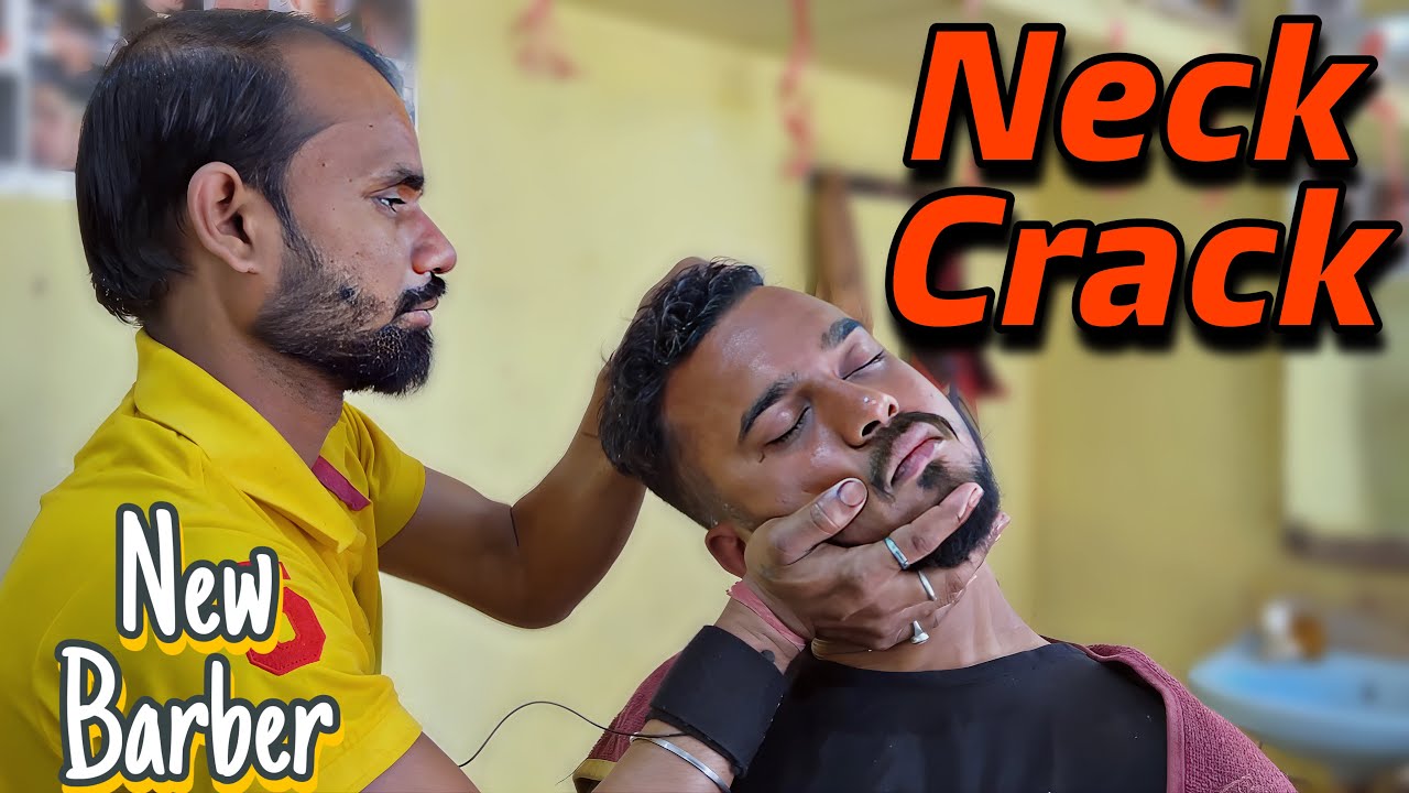 Neck adjustment & cracking with Head massage & back taping - Mini ...