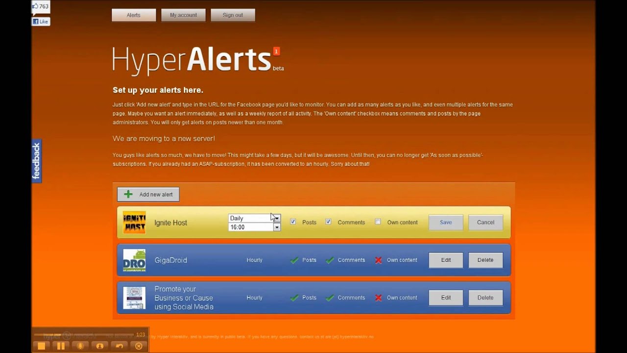 Hyper Alerts For Facebook Fan Pages - YouTube