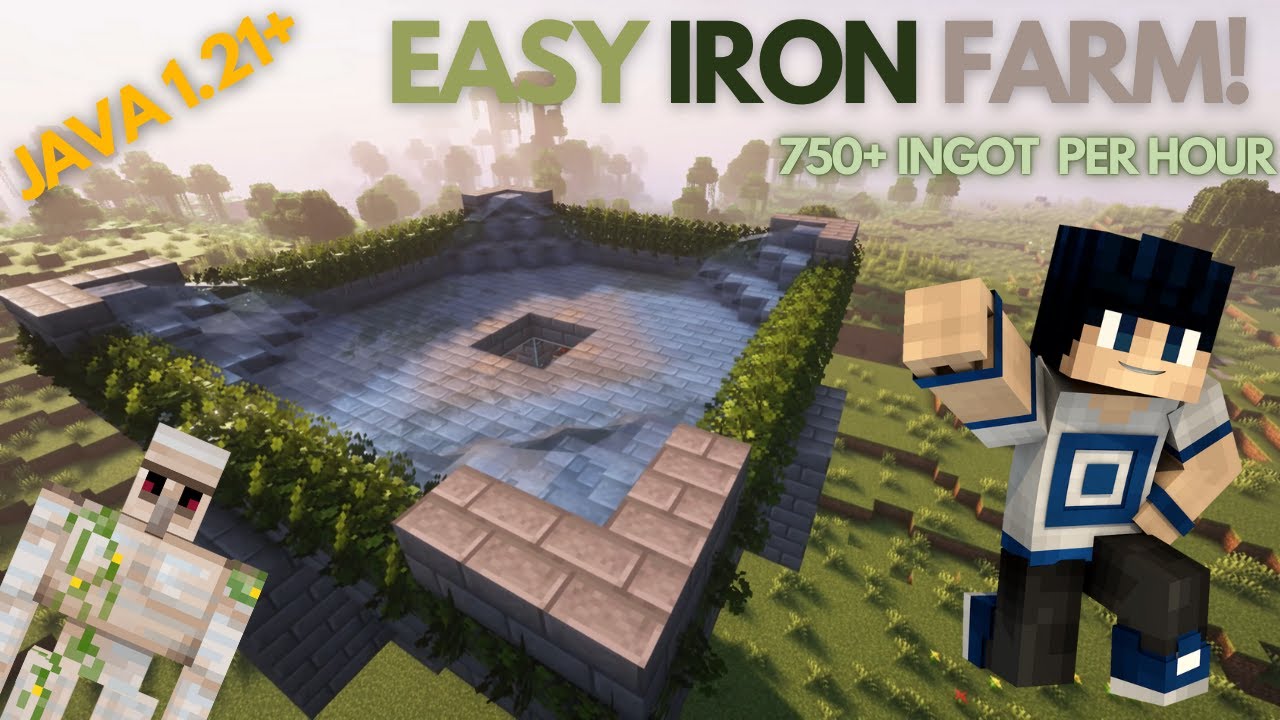 Easiest Iron golem farm in minecraft java 1.21+ | 750+ ingot per hour ...