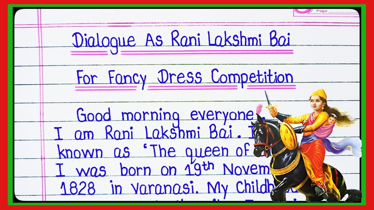 Dialogue As Rani Lakshmibai For Fancy Dress Competition l Dialogue For ...