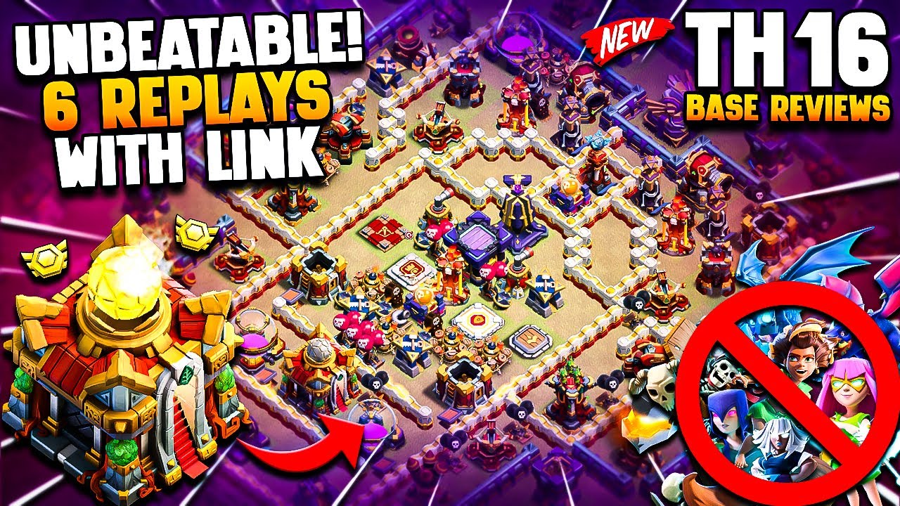Unbeatable TH16 Base LINK With 6 Replays ONLY 1 STAR Town Hall 16 ...