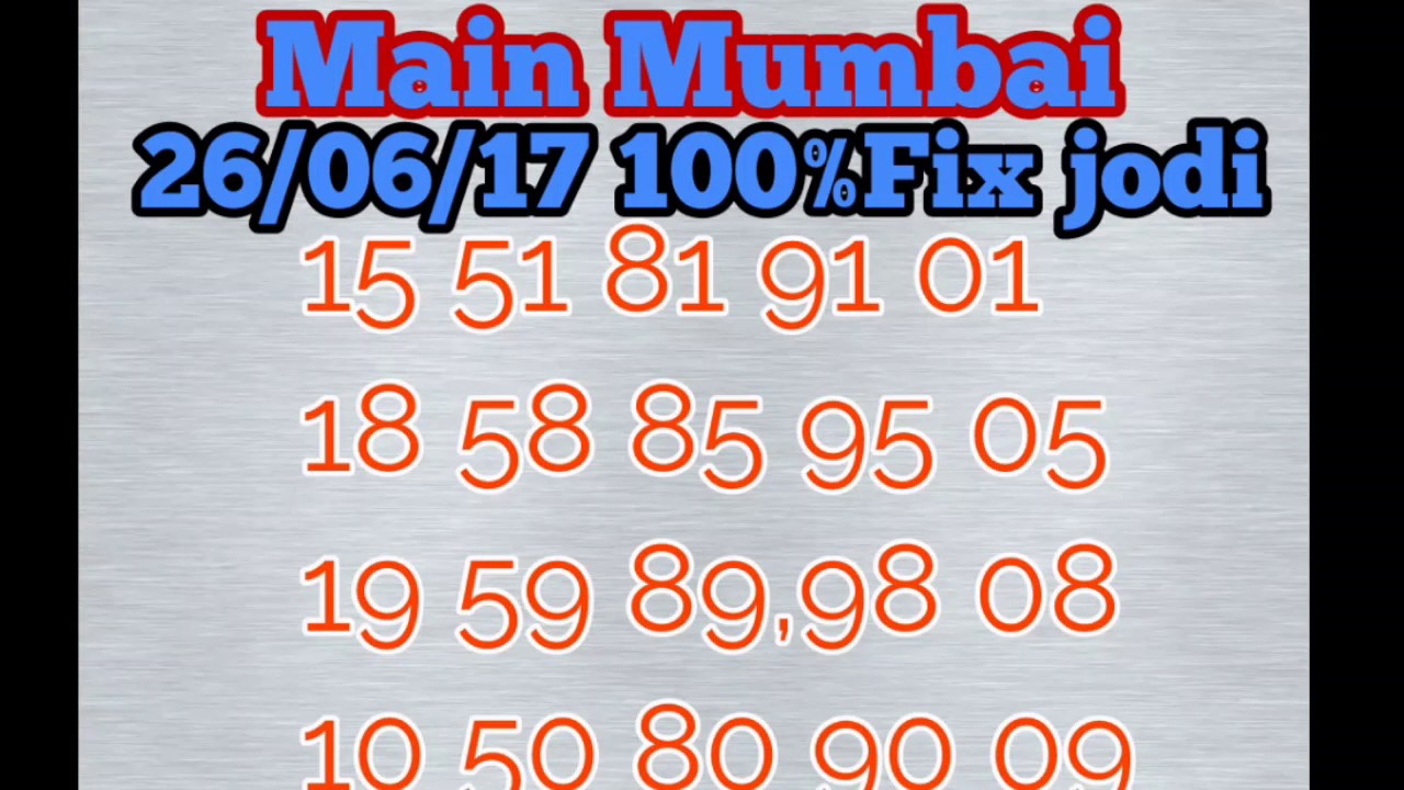 Main Mumbai somwar 26/06/17 today 100%fix jodi. - YouTube